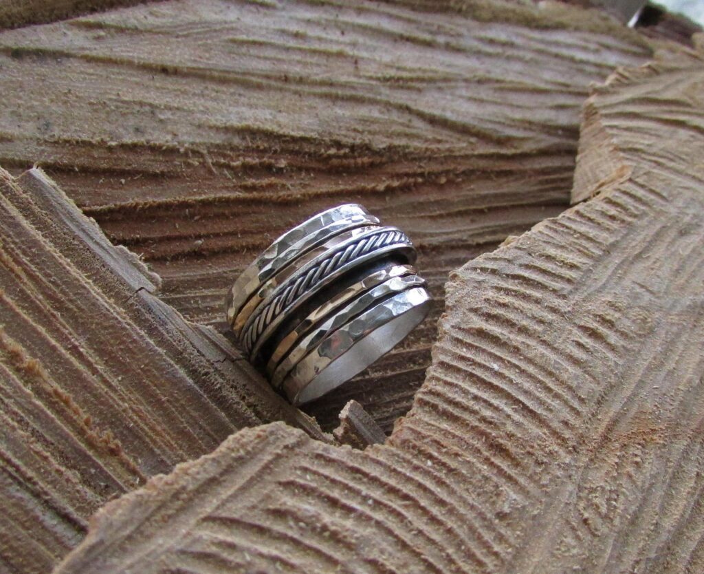 Sterling silver spinner ring, spinning ring, wide ring, spinner band ...